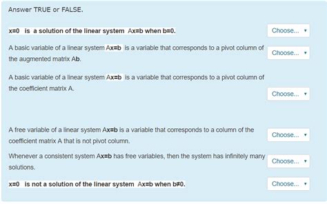 Solved Answer True Or False X 0 Is A Solution Of The
