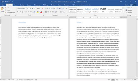 how to have different header for each page in ms word officebeginner