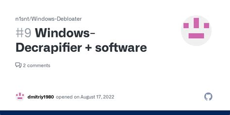 windows decrapifier software · issue 9 · n1snt windows debloater · github