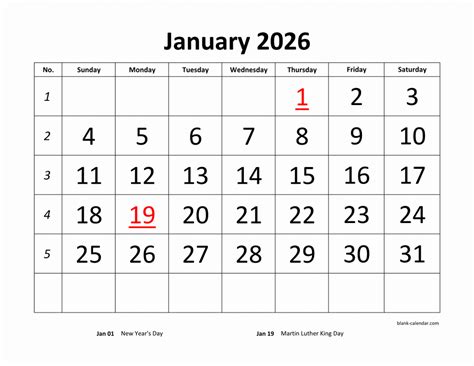 Free Printable Calendar 2026 With Lines