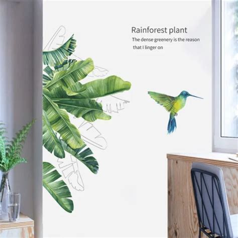 Art Decals Decoration Mural Hummingbird Wallpaper Tropical Plants Wall
