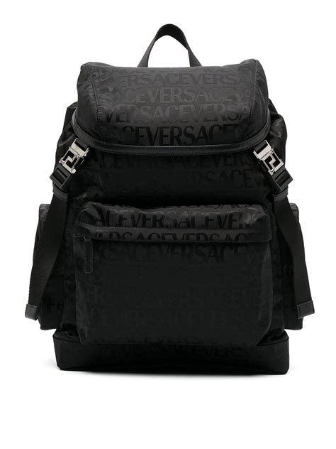 Versace Allover Backpack In Black Modesens