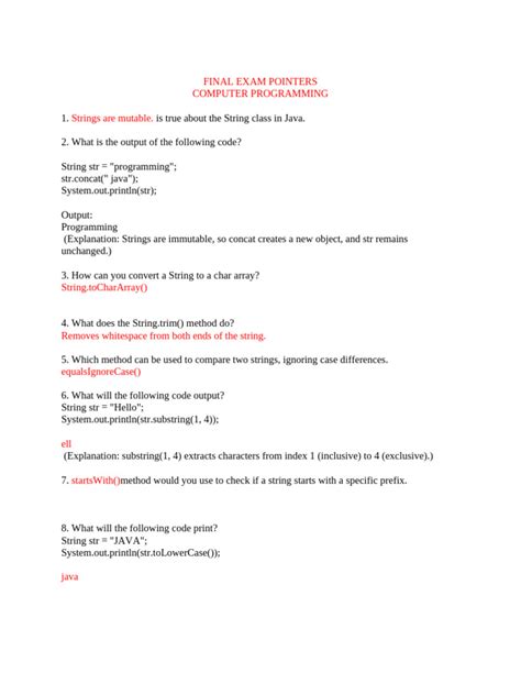 Final Exam Computer Programming Pointers Pdf String Computer