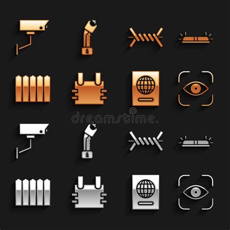 Set Bulletproof Vest Flasher Siren Eye Scan Passport Garden Fence