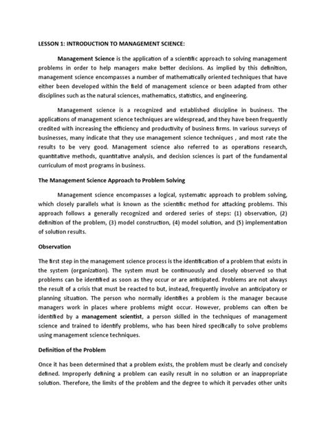 Lecture Notes In Management Science Pdf Equations Variable