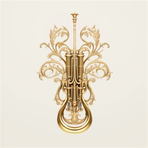 ornamental gold brass instrument with fantasy elements stock