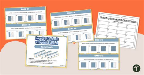 Rounding Decimals With Visual Models Task Cards Teach Starter
