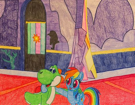 Yoshi And Rainbow Dash Hug By Justinvaldecanas On Deviantart