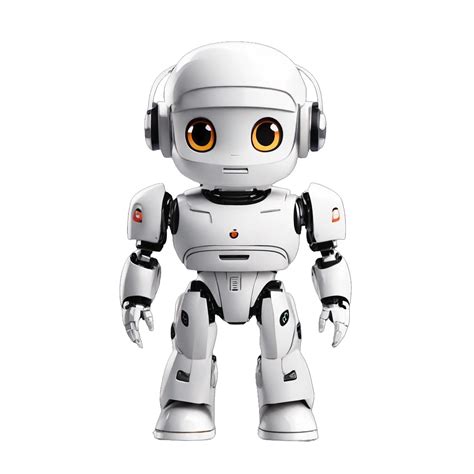 Ai Generated Cheerful Cute White Standing Humanoid Robot Png Isolated