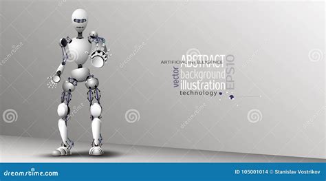 Robot Artificial Intelligence White For Background Vector Clipart