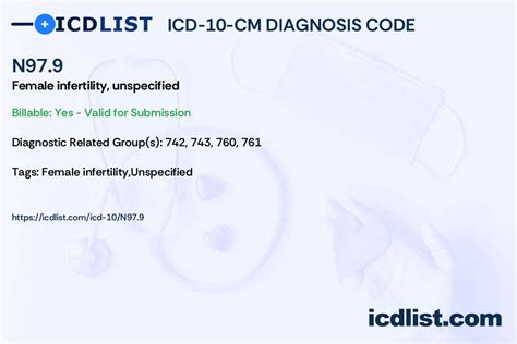 Icd 10 Cm Diagnosis Code N97 9 Female Infertility Unspecified