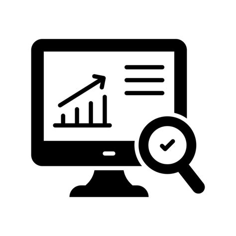 Growth Chart On Monitor With Magnifier Showing Concept Vector Of Data