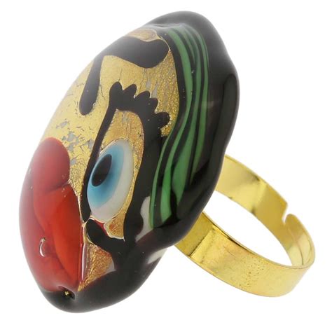 Murano Rings Murano Glass Picasso Face Ring