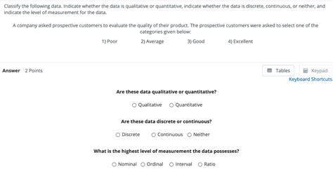 solved classify the following data indicate whether the