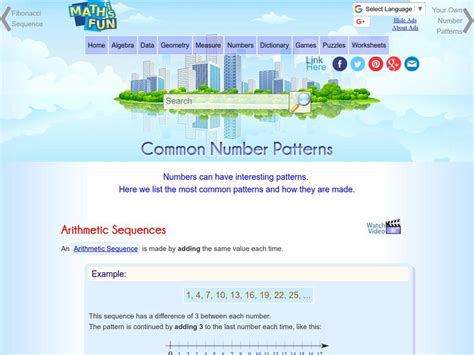 Math Is Fun Common Number Patterns Activity For 3rd 8th Grade Lesson Planet
