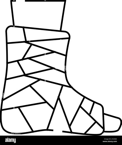 Bandaged Ankle Line Icon Vector Isolated Illustration Stock Vector