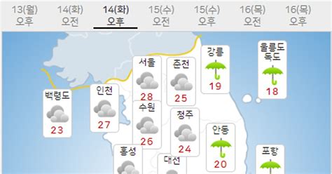 강원도 삼척 규모19지진 2022년 장마기간 오늘내일날씨예보