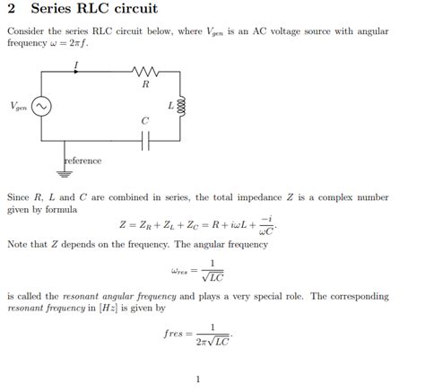 Solved Series RLC Circuit Consider The Series RLC Circuit Chegg