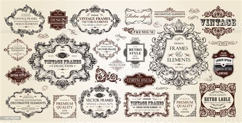 Classic Borders And Labels Isolated On A Light Background Vintage