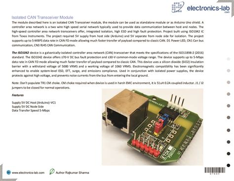 Isolated Can Transceiver Module Electronics