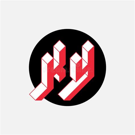 K And Y Monogram Or Logotype Isometric 3d Font For Design Stock