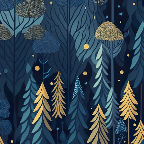 Premium Photo A Dark Forest With A Blue Background And A Yellow Pattern