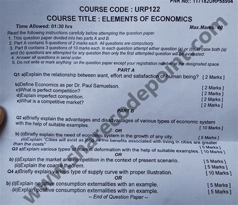 Urp122 Elements Of Economics Mid Term Exam Question Paper Urp 122 Lpu Question Paper