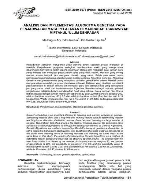 Analisis Dan Implementasi Algoritma Genetika Pada Pdf