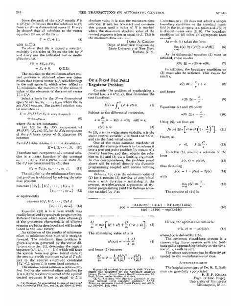 On A Fixed End Point Regulator Problem Ieee Journals And Magazine