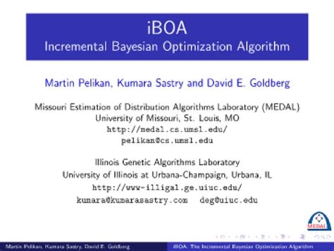 Iboa The Incremental Bayesian Optimization Algorithm Ppt