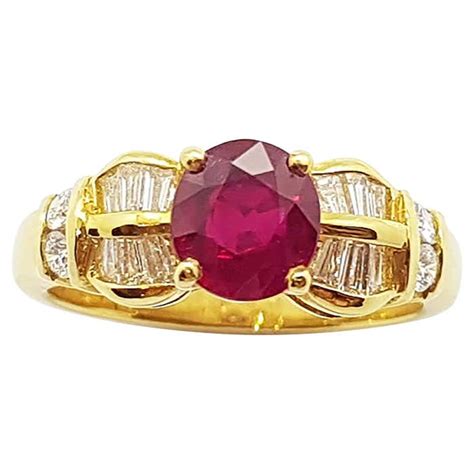 Ruby With Diamond Ring Set In 18 Karat Gold Settings For Sale At