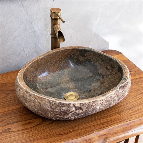 River Stone Vessel Sinks 15 17 Inmedium Sizedstone Sinks Stone Sinks