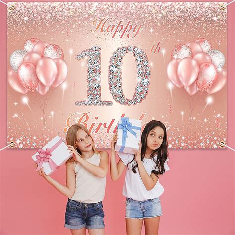 Happy 10th Birthday Banner Backdrop 10 Birthday Party Decorations