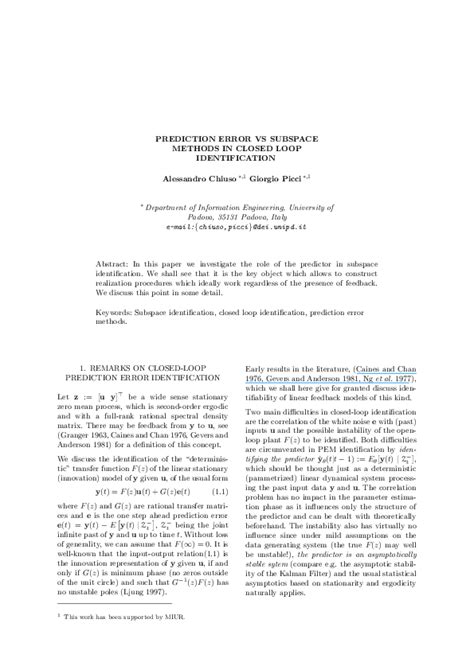 Prediction Error Vs Subspace Methods In Closed Loop Identification
