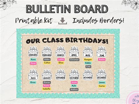 Birthdays Bulletin Board Set Printable Classroom Bulletin Etsy