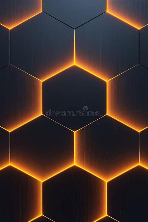Futuristic Hexagonal Pattern With Glowing Edges Illuminated Against A Dark Background Stock