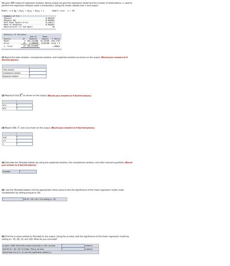 Solved We Give JMP Output Of Regression Analysis Above Chegg Com