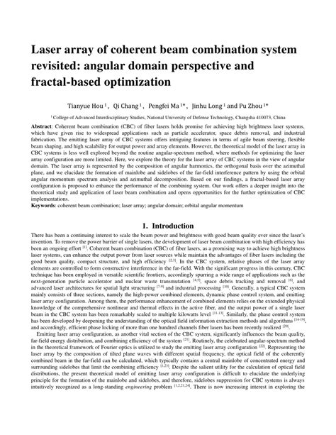 Pdf Laser Array Of Coherent Beam Combination System Revisited Angular Domain Perspective And