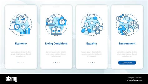 inclusive development index blue onboarding mobile app screen stock