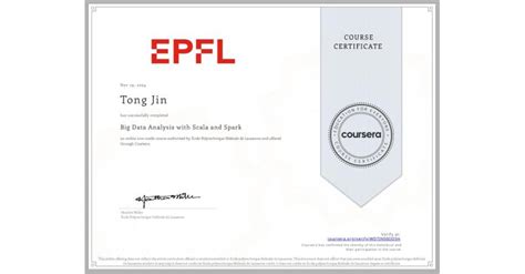 Tong Jin On Linkedin Completion Certificate For Big Data Analysis With Scala And Spark