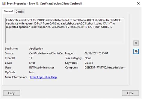 Requesting Certificates With Elliptic Curve Based Keys Fails When Using