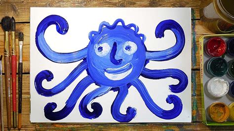 Как нарисовать ОСМИНОГА красками Простые рисунки красками Урок рисования для детей Youtube
