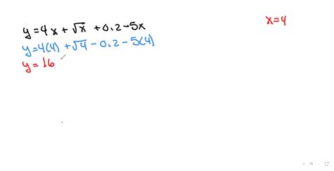 What Is The Value Of Y In The Formula Shown When X 4 5 Y 4 X √x