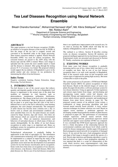 Pdf Tea Leaf Diseases Recognition Using Neural Network Ensemble