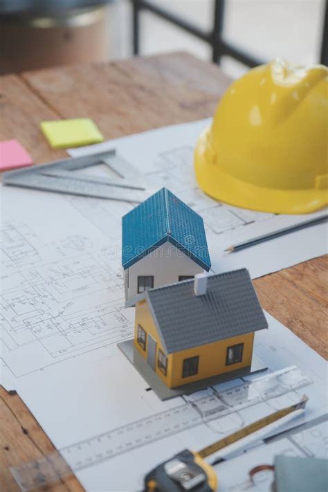 Engineer Teamwork Meeting Drawing Working On Blueprint Meeting For Project Working With Partner