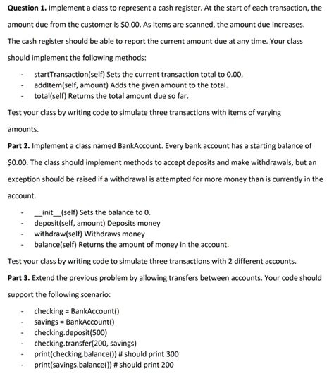 Please Only Use Programming Language Python Version 30 Thank You Question 1implement A Class To