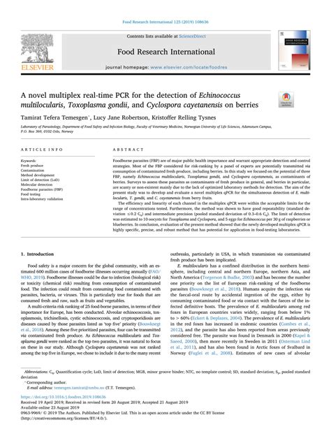 Pdf A Novel Multiplex Real Time Pcr For The Detection Of Echinococcus Multilocularis