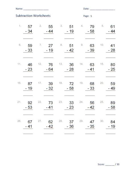 Two Digit Subtraction Worksheets 20 Pages Of Practice 2 Digit