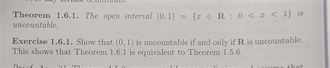 solved theorem 1 6 1 the open interval 0 1 {x er 0