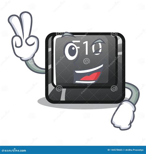 Two Finger Button F10 On A Keyboard Character Stock Vector Illustration Of Mascot Character